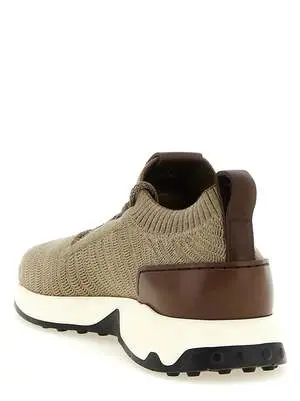 TOD'S Technical Fabric And Calf Leather Sock Sneakers - Brown
