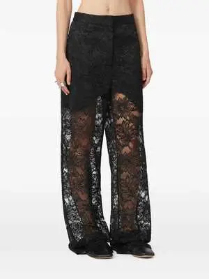 Sportmax Floral Lace Wide Leg Pants - Black