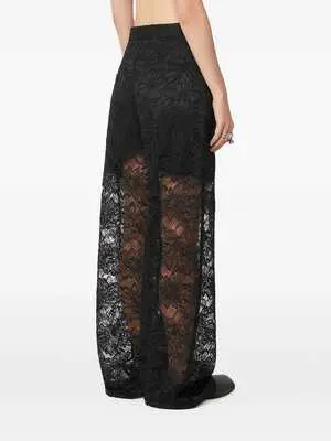 Sportmax Floral Lace Wide Leg Pants - Black