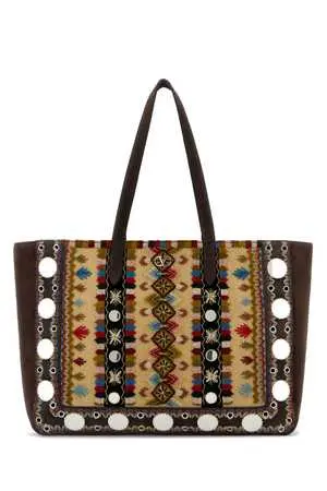 Valentino Garavani Embellished Fabric And Suede Shopping Bag - Multicolor