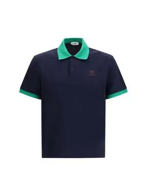 Versace Polo In Cotton Piqué With Embroidery - Blue