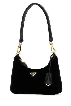 Prada Velvet Mini Re-edition Shoulder Bag - Black
