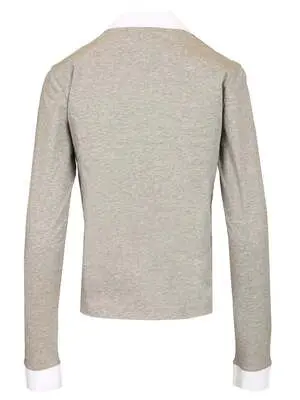Miu Miu Cotton Jersey Collared Sweatshirt With Logo Detail