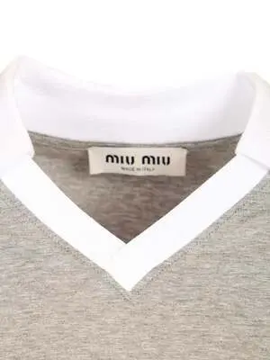 Miu Miu Cotton Jersey Collared Sweatshirt With Logo Detail