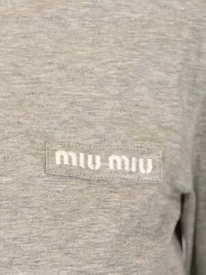 Miu Miu Cotton Jersey Collared Sweatshirt With Logo Detail