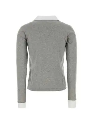 Miu Miu Cotton Jersey Collared Sweatshirt With Logo Detail