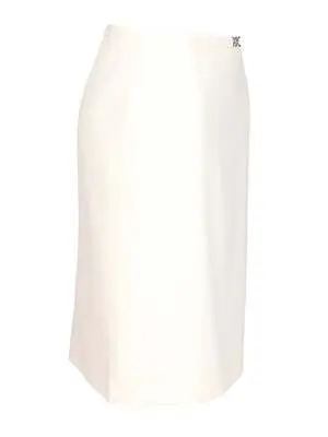 Versace Double Wool Crêpe Midi Skirt With Medusa Buckle