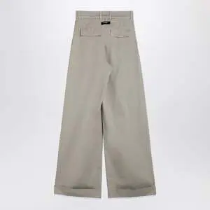 Palm Angels Cotton Wide Leg Trousers - Cream