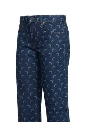 MARINE SERRE Midnight Blue Denim Moon Bootcut Jeans