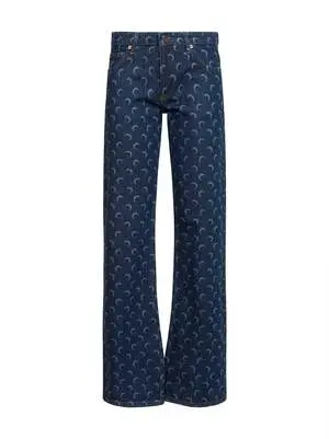 MARINE SERRE Midnight Blue Denim Moon Bootcut Jeans