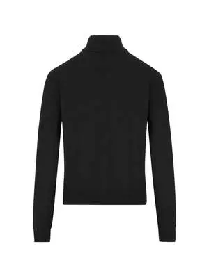 Gucci Wool Turtleneck With Ribbed Edges And Black Embroidery - Multicolor