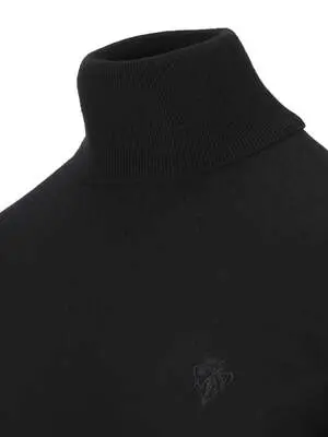Gucci Wool Turtleneck With Ribbed Edges And Black Embroidery - Multicolor
