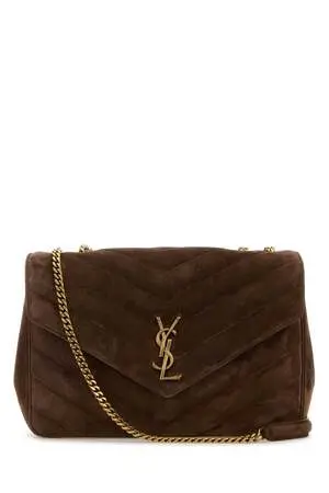 Saint Laurent Suede Large Lou Lou Shoulder Bag - Brown