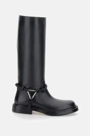 Bottega Veneta Leather Boot With Braided Strap Detailing