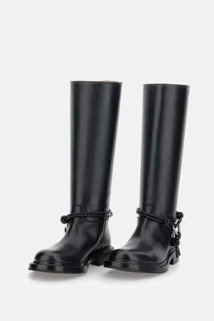 Bottega Veneta Leather Boot With Braided Strap Detailing