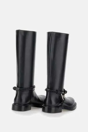 Bottega Veneta Leather Boot With Braided Strap Detailing