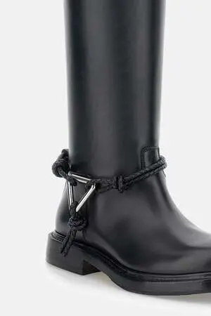 Bottega Veneta Leather Boot With Braided Strap Detailing