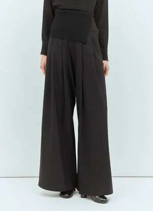 Max Mara Long Stretch Wool Canvas Pants