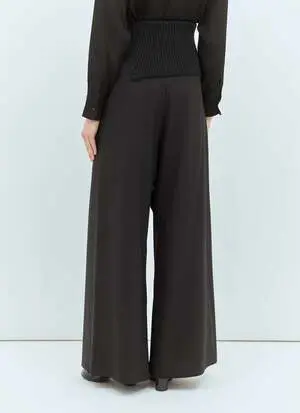 Max Mara Long Stretch Wool Canvas Pants