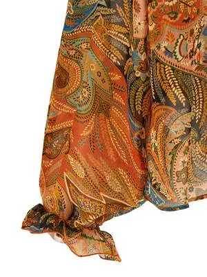 Etro Paisley Print Chiffon Ruffle Collar Shirt - Multicolor