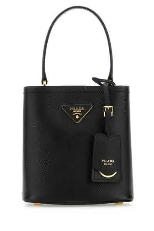Prada Leather Small Panier Handbag - Black