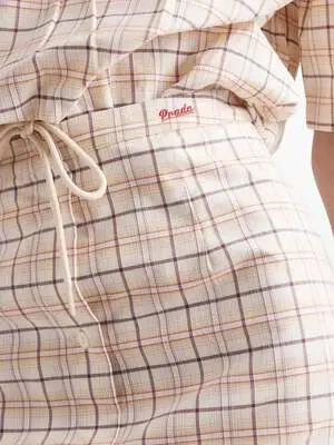 Prada Cotton Check Pencil Skirt