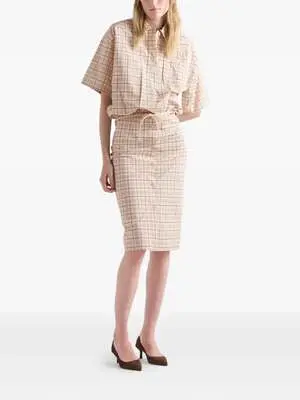 Prada Cotton Check Pencil Skirt
