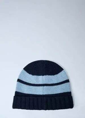 Stone Island Logo Motif Wool Knit Beanie