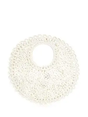 Jacquemus Le Petit Rond Spiaggia Crocheted Raffia Handbag - White