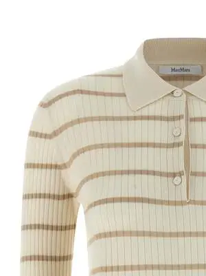 Max Mara Ribbed Cashmere And Silk Blend Polo Shirt - Cream