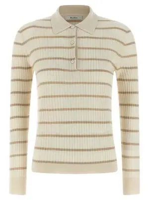 Max Mara Ribbed Cashmere And Silk Blend Polo Shirt - Cream