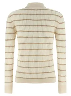 Max Mara Ribbed Cashmere And Silk Blend Polo Shirt - Cream