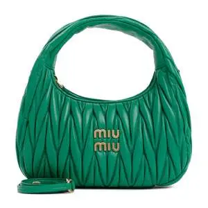 Miu Miu Small Wander Matelassé Hobo Bag - Green