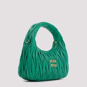 Miu Miu Small Wander Matelassé Hobo Bag - Green
