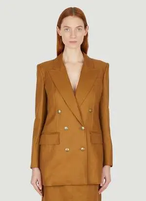 Max Mara Double-breasted Linen Blazer - Brown