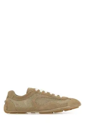 Prada Beige Suede And Mesh Montecarlo Sneakers - Brown