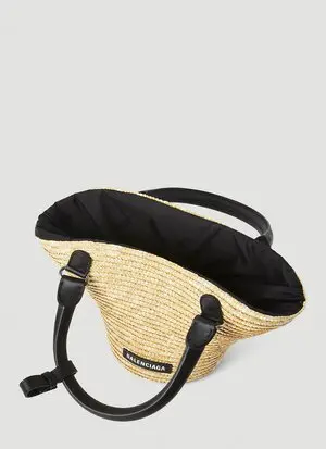 Balenciaga Straw-blend Mini Tote Bag With Twin Top Handles