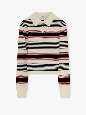 Celine Striped Cotton Polo Sweater - Multicolor