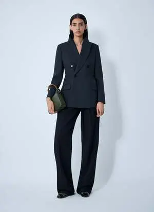 Gucci Double-breasted Wool Blazer With Notched Lapels - Black