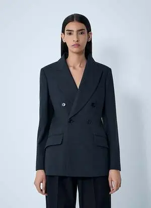 Gucci Double-breasted Wool Blazer With Notched Lapels - Black