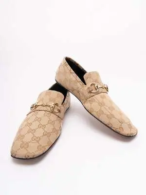 Gucci Gg Monogram Loafers With Gold Tone Horsebit Detail - Multicolor