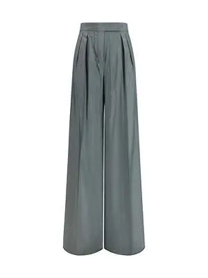 Max Mara Virgin Wool Tailored Wide-leg Pants - Green