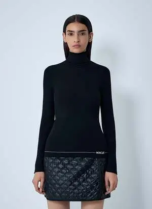 Moncler Ribbed Wool High-neck Sweater - Black