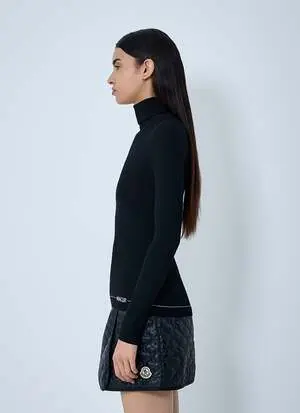 Moncler Ribbed Wool High-neck Sweater - Black