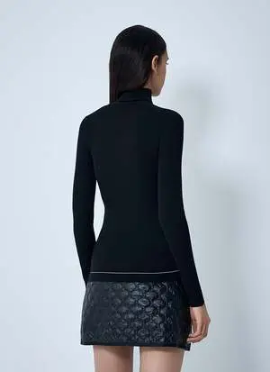 Moncler Ribbed Wool High-neck Sweater - Black