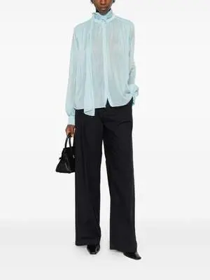 FORTE_FORTE Belted High-waist Pleated Trousers - Blue