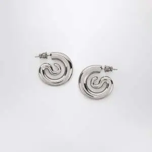 PANCONESI Serpent Hoops Extra Small Earrings In Rhodium Plated Copper - Silver