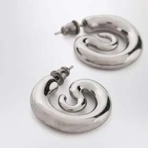 PANCONESI Serpent Hoops Extra Small Earrings In Rhodium Plated Copper - Silver