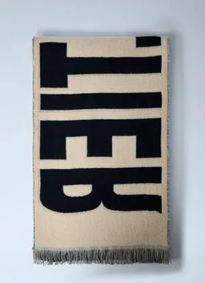 JEAN PAUL GAULTIER Logo Motif Wool Scarf - Black