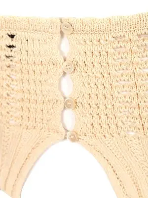 FORTE_FORTE Cropped Crochet Tank Top With Mother-of-pearl Buttons
